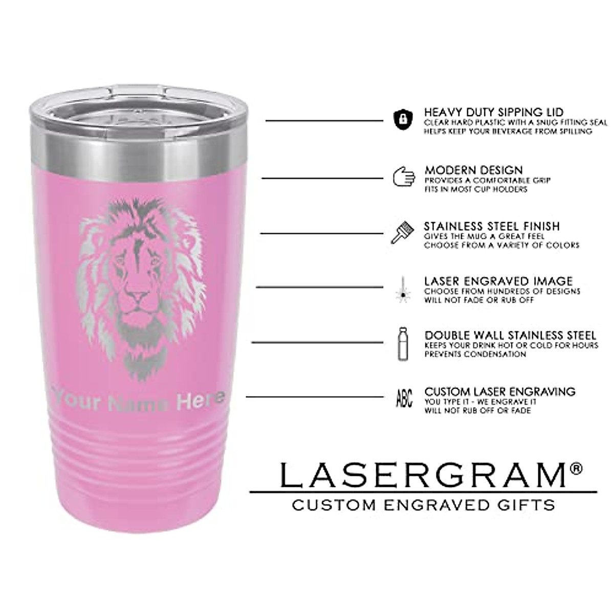 LaserGram 20oz Vacuum Insulated Tumbler Mug, World's Greatest Boss, Personalized Engraving Included (Light Purple)