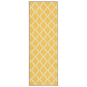 Machine Washable Moroccan Trellis Design Non-Slip Rubberback 2x5 Traditional Indoor Runner Rug for Hallway, Kitchen, Bedroom, Entryway, 20" x 59", Yellow