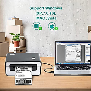 Shipping Label Printer - 4x6 Thermal Label Printer with Lables 100 Pcs, Commercial Direct Thermal Label Maker, Compatible with Shopify, Ebay, Amazon &Etsy, Support Multiple Systems(Black)