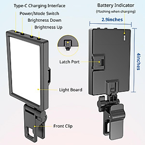 Eicaus Rechargeable LED Fill Light, Selfie Light with Clip for Makeup, TikTok, Zoom Calls, Photography, Phone Light for Pictures & Video Light for iPhone, Android, iPad, Laptop, Monitor
