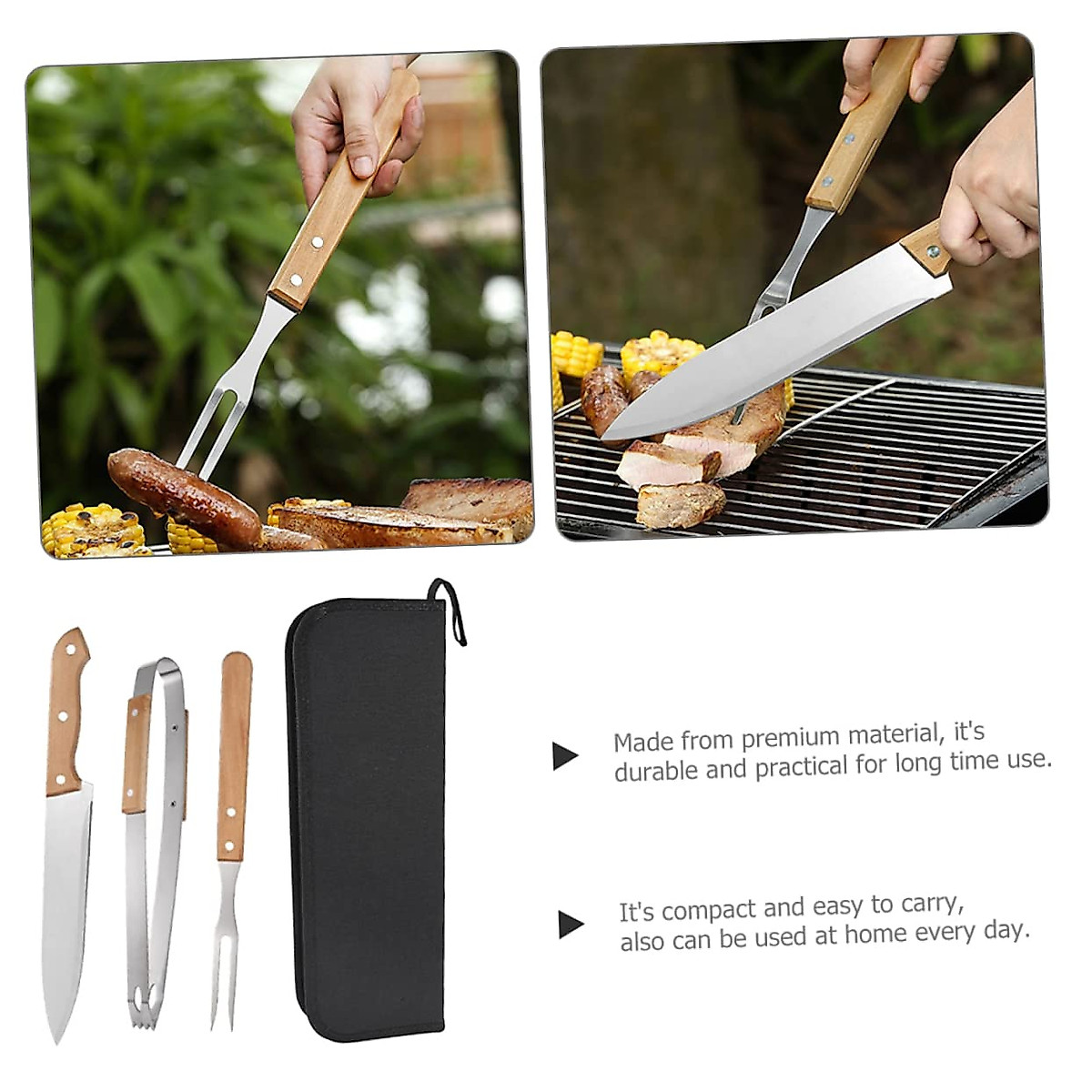 2 Sets Barbecue and Fork Tools Grilling Cutter Grill Tool Kit Grill Cutter Grill Fork Tong for Outdoor Grill Food Barbecue Grilling Fork Tong Cooking Food Kitchen Essentials