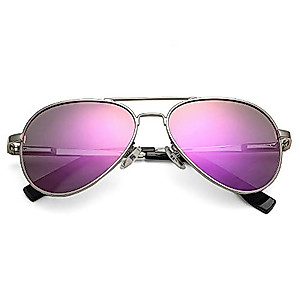 AZorb Polarized Aviator Sunglasses Mirrored Lens Metal Frame for Men Women, 100% UV 400 Protection