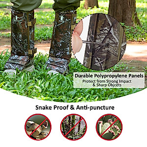 GearOZ Snake Gaiters Snake Chaps, Waterproof Lower Legs Snake Guards, Snake Bite Protective Gaiters, Anti-Snake Boots for Men/Women, Adjustable Size for Hunting/Hiking/Farm Working, Camo