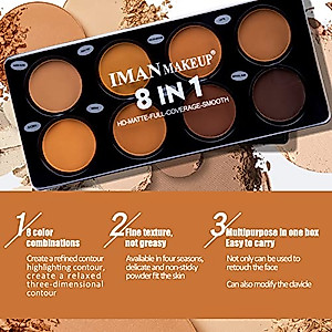 Beteligir 8 Color Powder Contour Palette, Matte Contouring Makeup Kit, Cosmetics Contour and Highlighting Powder Foundation Palette, Contour & Bronzer, Light to Medium, Vegan & Cruelty-Free (01)