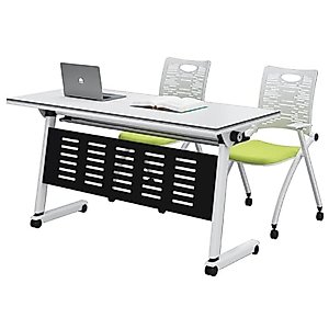 Foldable Meeting Table, Flip Top Mobile Training Table for Conference Rooms,Training Rooms,Media Centers,Classrooms,W/ storage layer & Lockable wheels ( Color : A(without chair) , Size : 120*60*75cm )