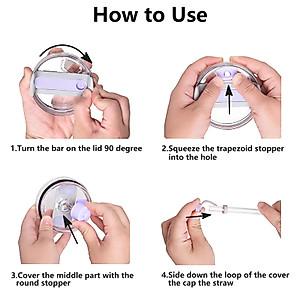 Silicone Spill Stopper Set Compatible with Stanley Cup 2.0 30oz & 40oz with Straw Cover (Set of 4, Orchid)