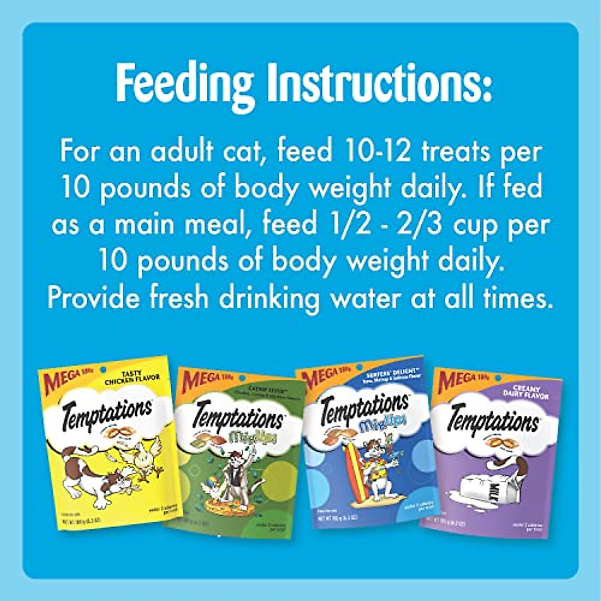 Temptations Classics and MixUps Crunchy and Soft Cat Treats Variety Mega Pack, (4) 6.3 oz. Pouches