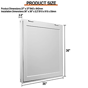 Sidasu Concession Window 36'' x 36''Concession Stand Serving Window with Awning,Lamp Tube and Door Handrail ,Concession Window for Food Trucks Glass Not Included