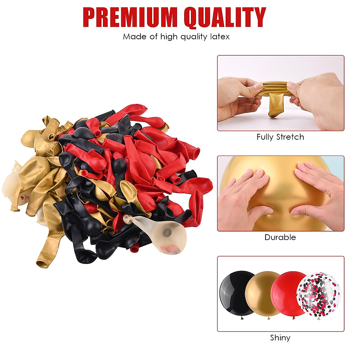 Red Black Gold Balloon Garland Arch Kit,128pcs Red Black Gold Confetti Balloon Arch Kit for Birthday Graduation New Year Wedding Anniversary Baby Shower Casino Theme Christmas Party Decorations
