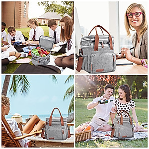 BAGNN Lunch Box & Lunch Bag for Women Men, Large Insulated Adult Lunch Box Leakproof Lunchbox Cooler Bag for Work Picnic Beach,16L, Gray
