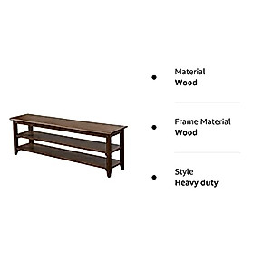 TinyTimes Shoe Bench, 3-Tier Wood Heavy Duty Shoe Rack Bench, Shoe Organizer Shelf, Ideal for Entryway, Living Room, Holds Up to 550 lbs -Drak Brown, 48"