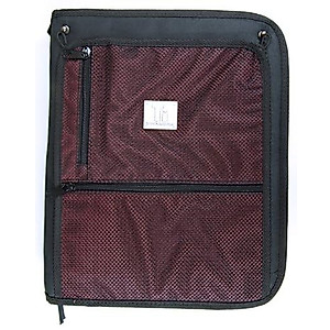 Top Flight Titanium Zipper Binder with 1.5 Inch Slant D-Rings, Foldout Pouch, CD Carrier and Interior File Pocket, 13.5 x 11 Inches, 1 Binder, Black/Red (4511491)