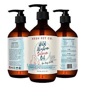 Premium Wild Alaskan Salmon Oil for Dogs & Cats - 32oz Skin & Coat Supplement with Essential Fatty Acids - Fish Oil, Salmon Oil for Puppies, Omega 3 Fish Oil for Dogs, Wild Fish Oil