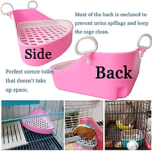 Hamiledyi Guinea Pig Potty Trainer Corner, Small Animals Triangle Plastic Litter Box, Bedding Litter Box Pee Pan Tray Toilet for Hamster Gerbil Bunny Ferret Chinchilla Hedgehog (Pink)