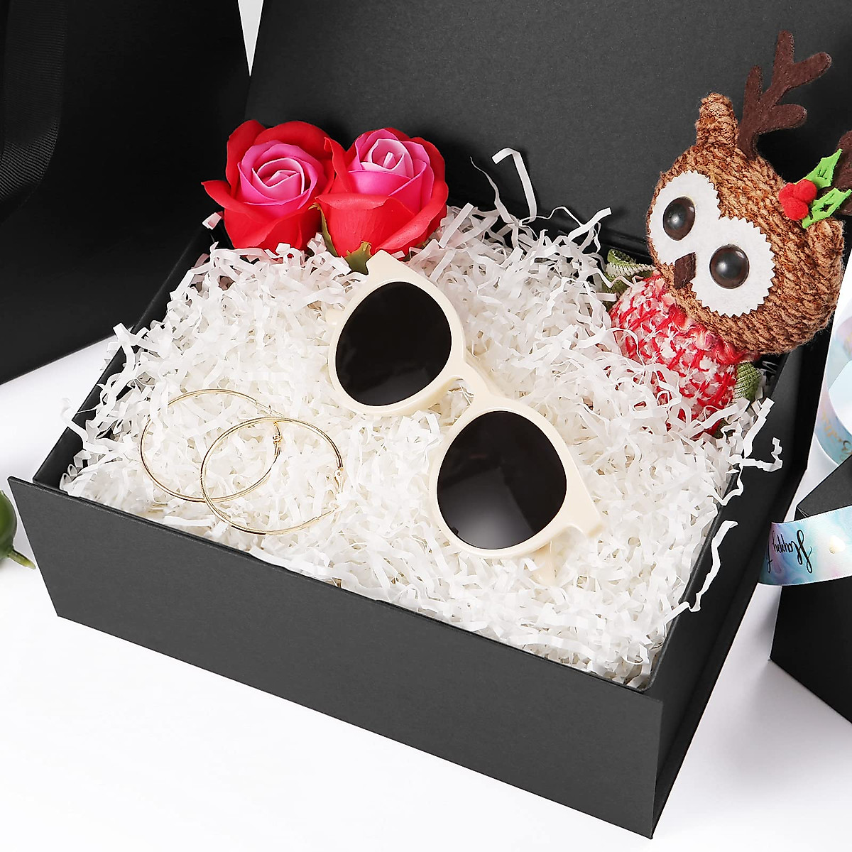 JINMING Gift Box 9x6.5x3.8 Inches, Gift Box with Lid, Black Gift Box, Groomsman Proposal Box for Christmas, Father's Day, Collapsible Gift Box with Magnetic Closure