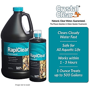 CrystalClear RapiClear Liquid Flocculent - Pond Water Clarifier - 32 Ounces Treats Up to 16,000 Gallons
