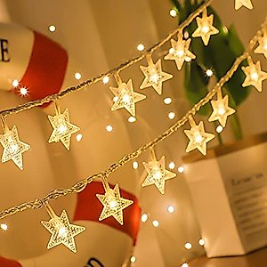 Yummuely Star Lights Star String Lights 10Ft 20 LED Star Fairy Lights Battery Operated Waterproof Indoor Outdoor Twinkle Christmas Lights for Bedroom Party Wedding Xmas Tree Decoration (Warm White)
