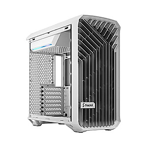 Fractal Design Torrent Compact White - Clear Tint Tempered Glass Side Panel - Open Grille for Maximum air Intake - Two 180mm PWM Fans Included - Type C - ATX Airflow Mid Tower PC Gaming Case