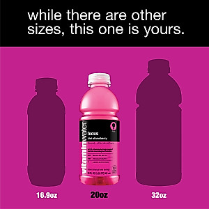 vitaminwater focus electrolyte enhanced water w/vitamins, kiwi-strawberry drinks, 20 fl oz, 12 Pack