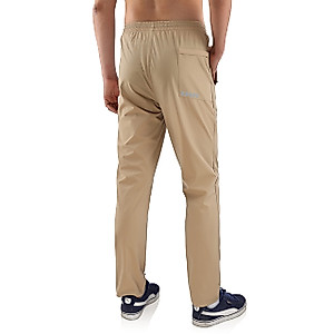 KNQR Men's Performance Lightweight Quick Dry Zip Pockets Slim Fit Stretch Active Golf Jogger Pants Amber Khaki XXL