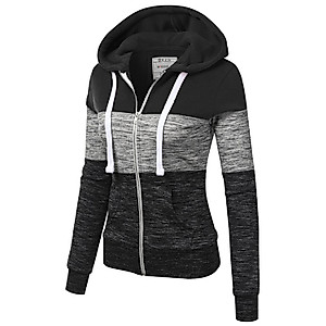 DOUBLJU Lightweight Thin Zip-Up Casual Hoodie Jackets for Womens with Plus Size