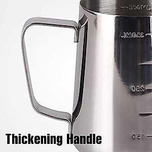 Coffee Milk Frothing Pitcher Cup with Measurement Inside Thermometer set 12oz/350ML Stainless Steel Espresso Steaming Pitcher Tool for Cappuccino Machines Espresso Pitcher Latte Art