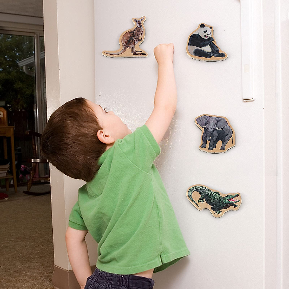 Steventoys Refrigerator Magnets for Kids Zoo Animals,Fridge Magnets for Toddlers Kids Magnets Toys Toddler Learning Developmental Toys Magnetic Toys for Baby Kids Wooden Animal Magnets