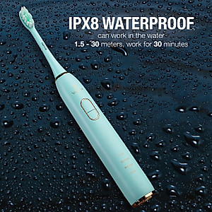 Vekkia Electric Toothbrush, Sonic Cleaning Rechargeable Toothbrush with Timer, Pressure Sensor, 4 Modes, 4 Brush Heads, Charge Lasts for 180 Days, Best Toothbrush for Adults (Blue Diamond)