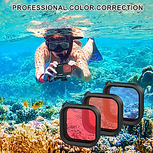 52 in 1 Accessories Kit, Waterproof Case + 3 Filters + Chest/Head/Wrist Strap+ Bike/Backpack Clip + Floating Grip + Rubber Case