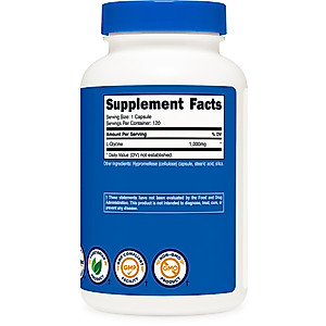 Nutricost L-Glycine 1000mg, 120 Capsules, Vegetarian, Non-GMO and Gluten Free