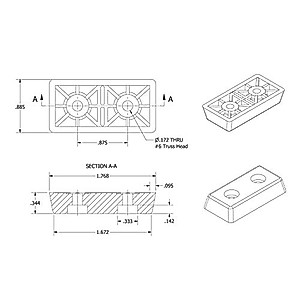 4 Small Rectangular Rubber Feet Bumpers - .344 H X 1.768 L X .885 W - Made in USA