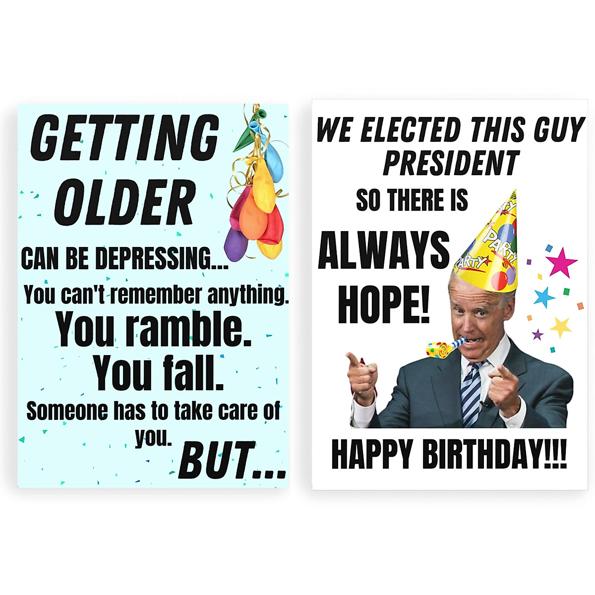 Pesky Patriot Funny Joe Biden Birthday Card for Getting Older | Old Humor Let's Go Brandon Gag Gift Birthday Card with Envelope
