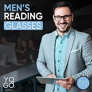 Yogo Vision Reading Glasses Men Women Readers Lightweight Eyeglasses Standard Fit Rectangle Style Anti Glare Filter 5 Pairs Black 2