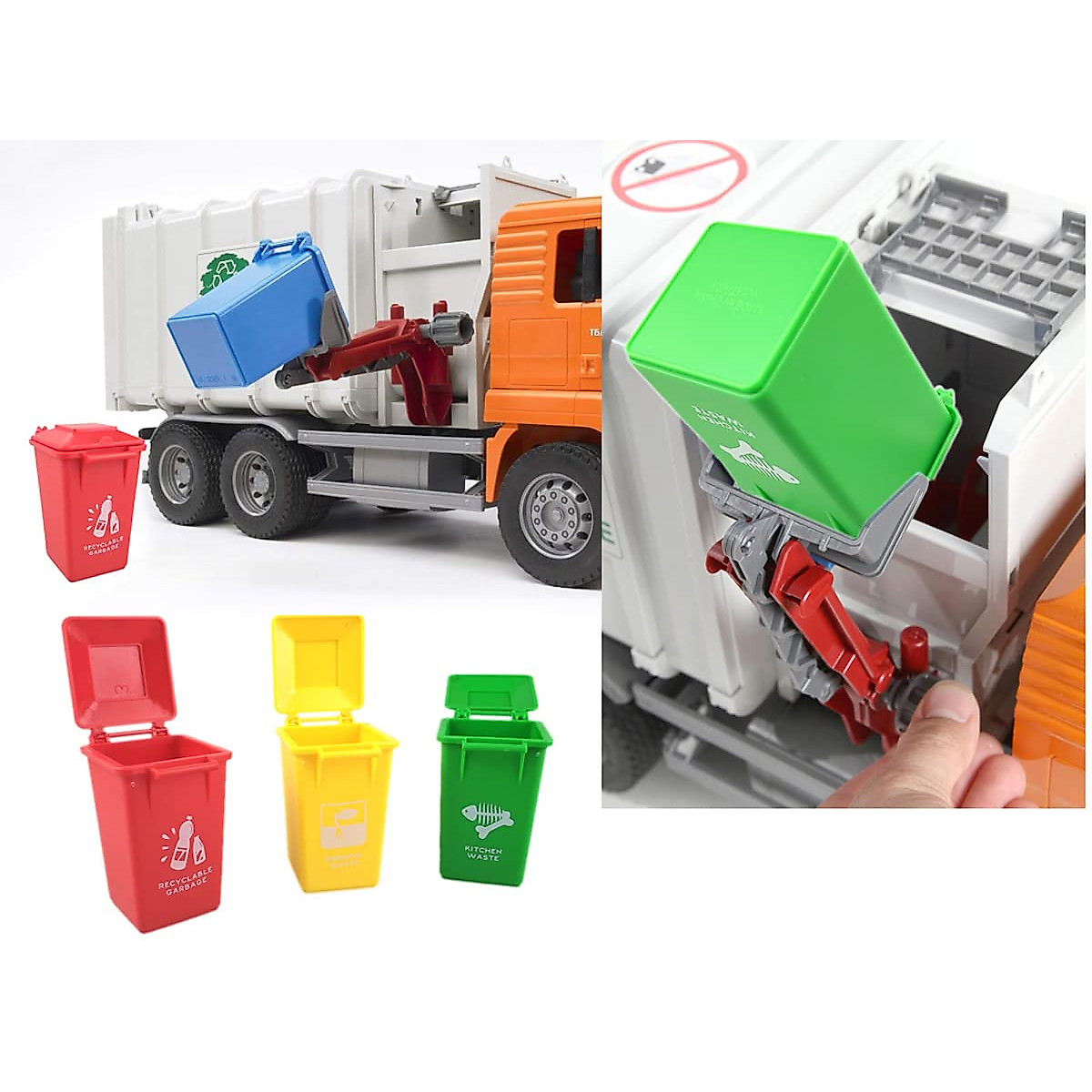 AITING Trash Can Toy Kids Toy Push Vehicles Garbage Truck's ABS Trash Cans Mini Curbside Vehicle Garbage Bin