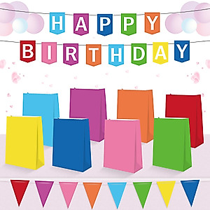 32 Pcs Kraft Paper Bags Party Favor Bags Colorful Small Gift Bags Rainbow Goodie Bags 8 Colors