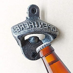 3PCS Cast Iron Wall Mounted Bottle Opener Vintage Beer Bottle Opener Suitable for Bars KTV Hotels Homes (Silver)