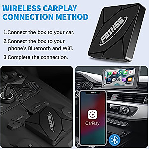 FBINSE 2023 Wireless CarPlay Adapter for Cars with Factory Wired CarPlay, CarPlay Wireless Adapter Dongle Converts Wired to Wireless CarPlay, Plug and Play, 5.8GHz WiFi/Bluetooth 5.2, Online Update