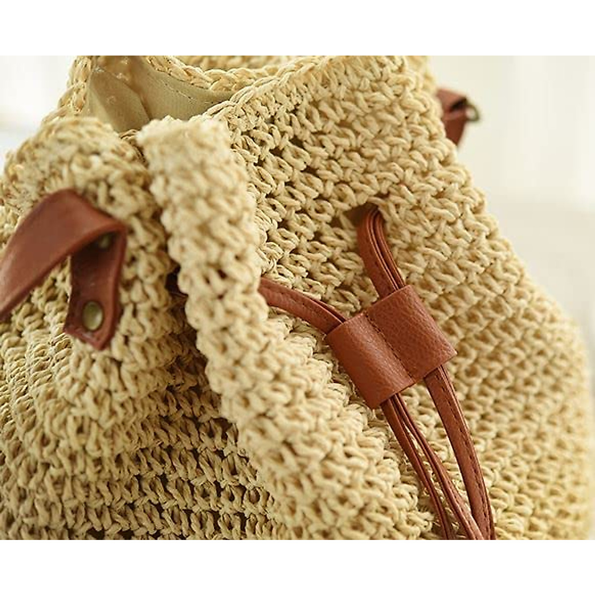 Women's Straw Backpack Shoulders Bag Casual Hobo Woven Bag Beach Backpack Top Handle Summer Beach Backpack