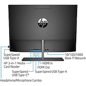 HP 23.8-inch Touchscreen All-in-One PC with Intel 10th Gen Processor, 64GB RAM, Windows 11 Pro, Bang & Olufsen Speakers, 3x USB 3.1, 3-in-1 Memory Card Reader, Keyboard/Mouse