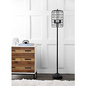 JONATHAN Y JYL4030A Odette 65" Industrial Metal Floor Lamp Industrial,Rustic,Transitional for Bedrooms, Living Room, Office, Reading, Black/Silver