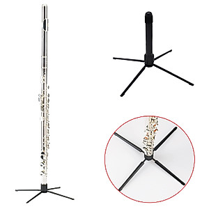 Cheerock Portable Flute Stand Holder, Metal 4-Leg Flute Stand with Foldable Flute Stand Base, Stable Support Flute Stands, Wind Instrument Accessory