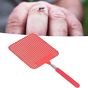 Telescopic Fly Swatter, Retractable Extendable Plastic Flyswatter Light Plastic with Stainless Steel Rod for Home for Office for Camping for Fishing(red)