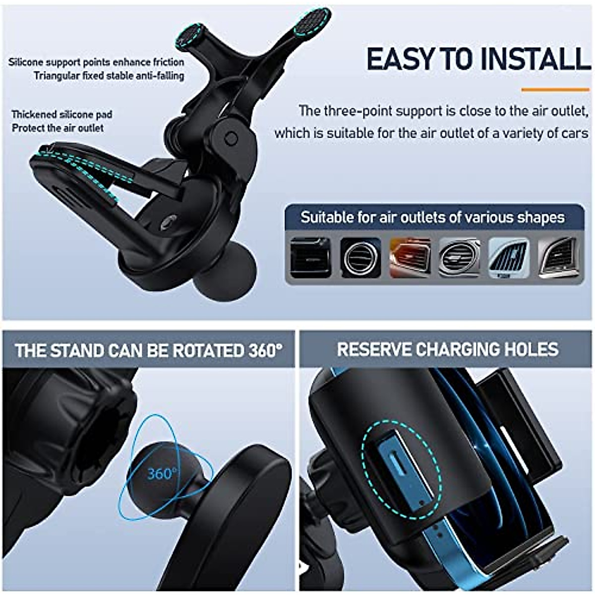 DearHot 15W Qi Wireless Car Charger Mount Holder Compatible for Samsung Galaxy Z Fold4 Fold3 Z Fold2 Fold S23 Ultra Google Pixel 7 Pro iPhone 14 Pro Max 4.3in-6.9in Phone Auto Clamp Fast Car Charger