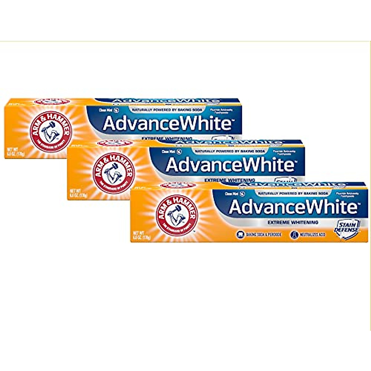 Arm & Hammer Advance White Extreme Whitening Toothpaste, Clean Mint, 6 Ounce (Pack of 3)