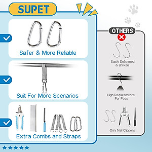 Supet Dog Grooming Hammock Harness for Cats Dogs, Relaxation Pet Grooming Hammock Restraint Dog & Small Animal Leashes Sling fo (Coral Blue, M（ Legs Spacing：9"-12.5" / Max W：50LBS ）)