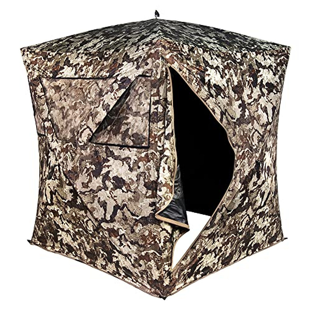 Muddy Hunting Whitetail Deer Buck Hog Watertight 300D Fabric Standing Height 66” Veil Camo Pattern Three Person Ground Blind
