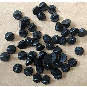 50pcs PVC Rubber Pin Backs Butterfly Clutch Backings Pin Cap Keepers Replacement for Uniform Badges Comfort Fit Tie Tack Lapel Pin Backing Holder Clasp, Black