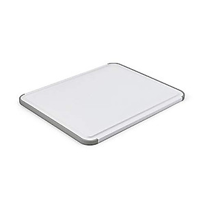 KitchenAid Classic Plastic Cutting Board with Perimeter Trench and Non Slip Edges, Dishwasher Safe, 11 inch x 14 inch, White and Gray & Classic Slotted Turner, One Size, Black 2, 13.66-Inch