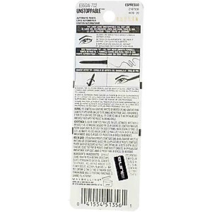 Maybelline Unstoppable Unstoppable Smudge-Proof Eyeliner, Waterproof, Espresso [702], 0.01 oz (Pack of 2)