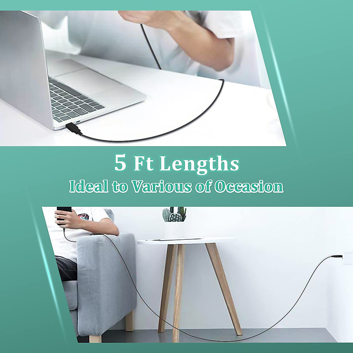 Aprelco 5ft Micro USB Charging 5-Pin Data Charger Cable Cord Compatible with SteelSeries GameDAC Lead